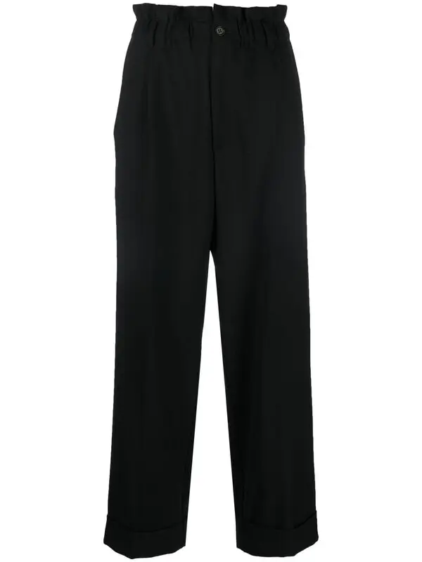 P.a.r.o.s.h Paperbag-waist Straight Leg Trousers - Black