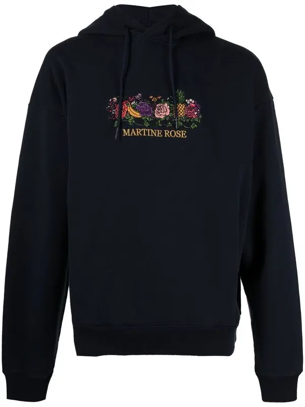 Martine Rose Logo-embroidered Drawstring Hoodie