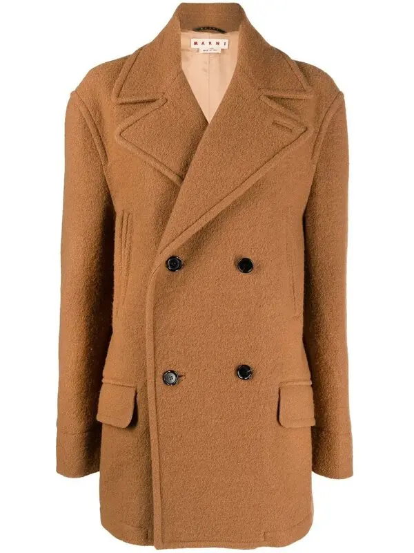Marni Double-breasted Short Coat - Brown