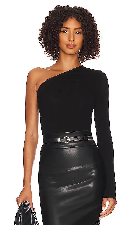 Enza Costa Silk Knit Angled One Shoulder Top