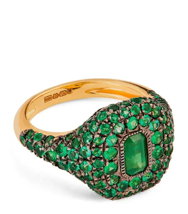Shay Yellow And Emerald Pavé New Modern Pinky Ring
