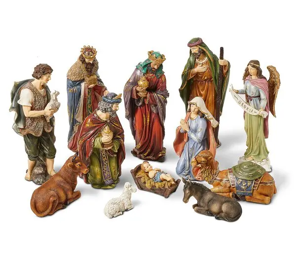 GLITZHOME Oversized Resin Nativity Scene Figuri Nes S/12