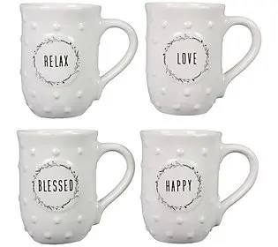 YOUNG'S INC. Set Of Four 18-oz Cottage Core Ceramic Mugs - One-color ...