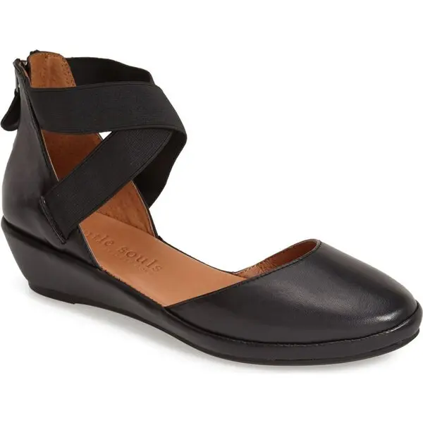 Gentle Souls Elastic Strap D'orsay Sandal - Black