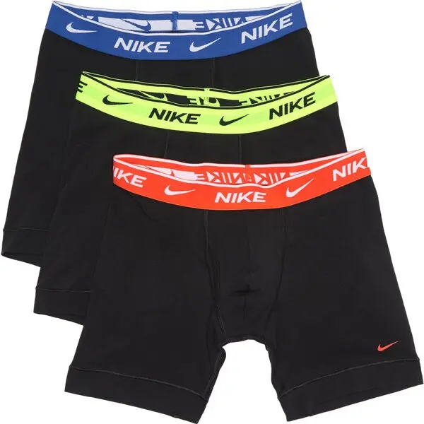 Nike Dri-fit Essential Assorted 3-pack Stretch Cotton Boxer Briefs - Black/volt Wb/t