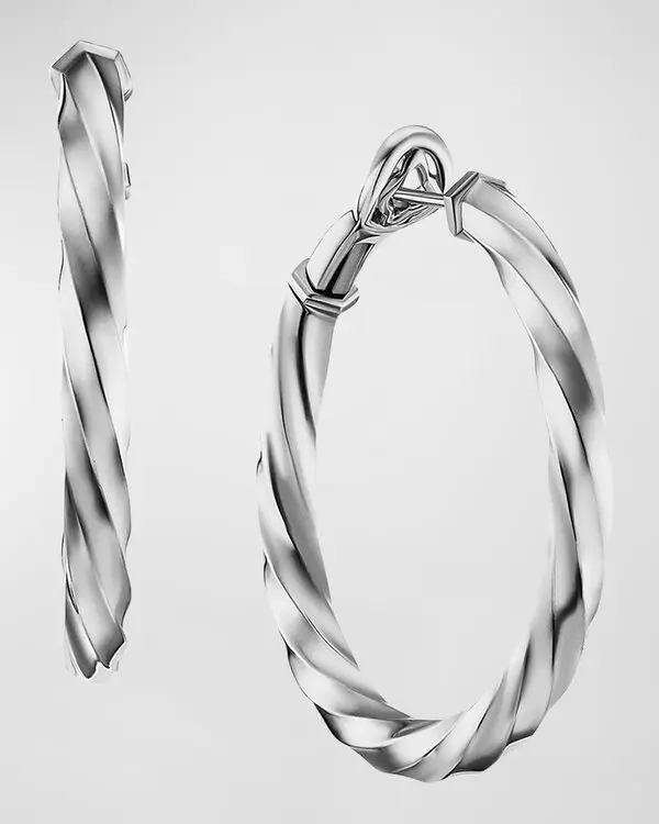 David Yurman Cable Edge Hoop Earrings - Sterling Silver