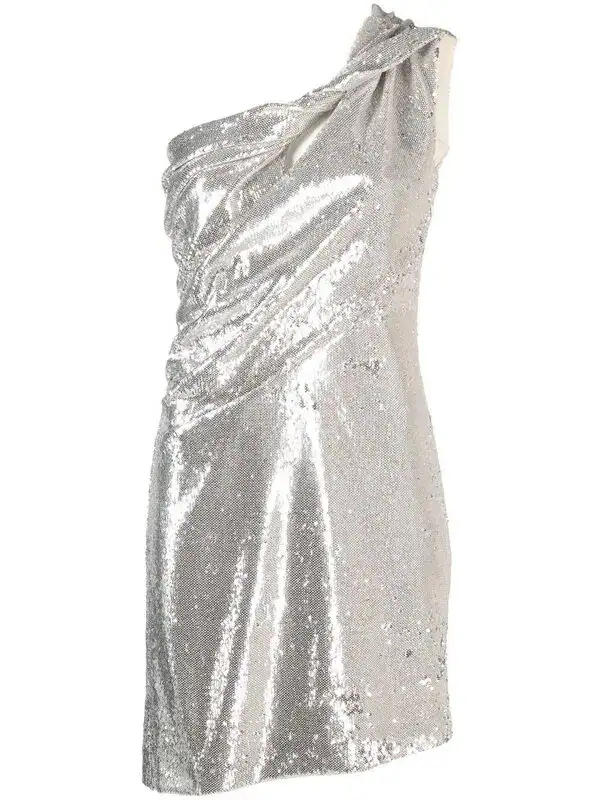 Givenchy Sequined One-Shoulder Mini Dress In Silver 59% Off