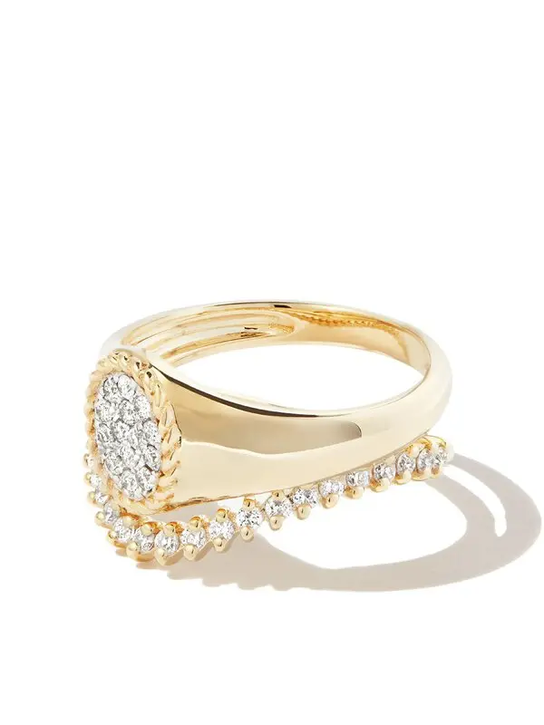 Yvonne Léon Set Of Diamond Signet Rings