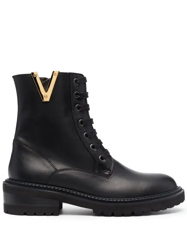 VIA ROMA 15 Logo Hardware Leather Boots