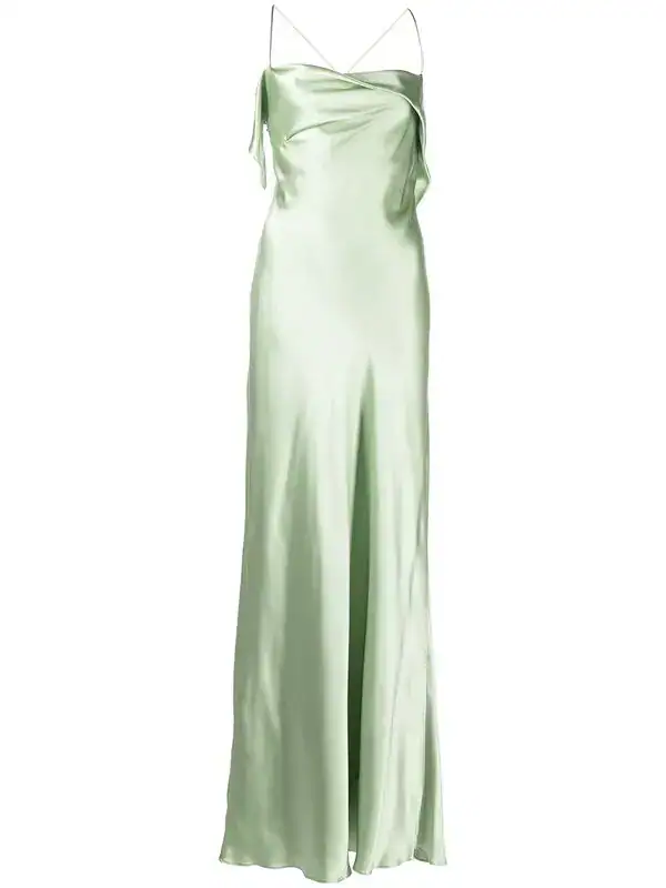 Michelle Mason Bias-Cut Gown - Green - 40% Off | Editorialist