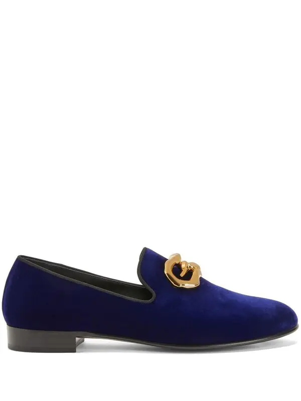 Giuseppe Zanotti Leopoldino Velvet Loafers In Blue - 76% Off 