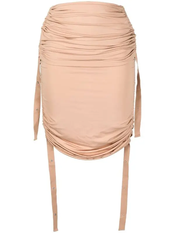DION LEE Doric Ruched Midi Skirt - Brown