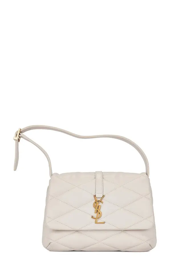 Saint Laurent Le 5 A 7 Matelasse Shoulder Bag In Cream - Crema Soft