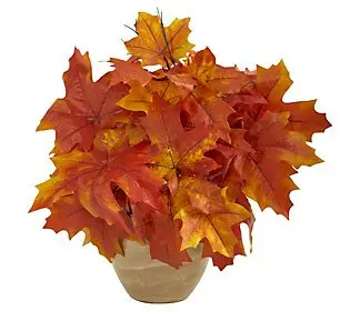 NEARLY NATURAL Autumn Maple Leaf Plant In Deco Rative Planter
