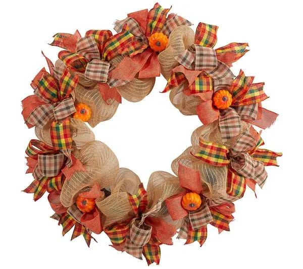 NEARLY NATURAL 30' Autumn Pumpkin With Decorati Ve Bows