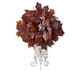 NEARLY NATURAL 20' Autumn Maple Leaf Plant In M Etal Planter