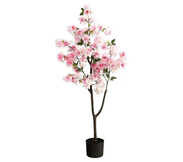 NEARLY NATURAL 4' Cherry Blossom Artificial Tre E Pink
