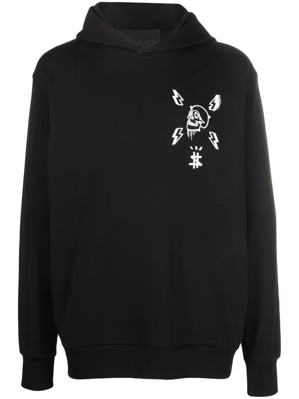 Philipp Plein Skull Graphic Hoodie - Black