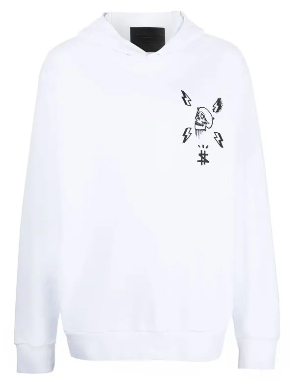 Philipp Plein Graphic-print Cotton Hoodie - White