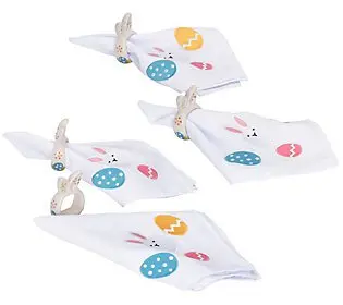 TEMP-TATIONS Set Of 4 Seasonal Napkin Rings Wit Napkins