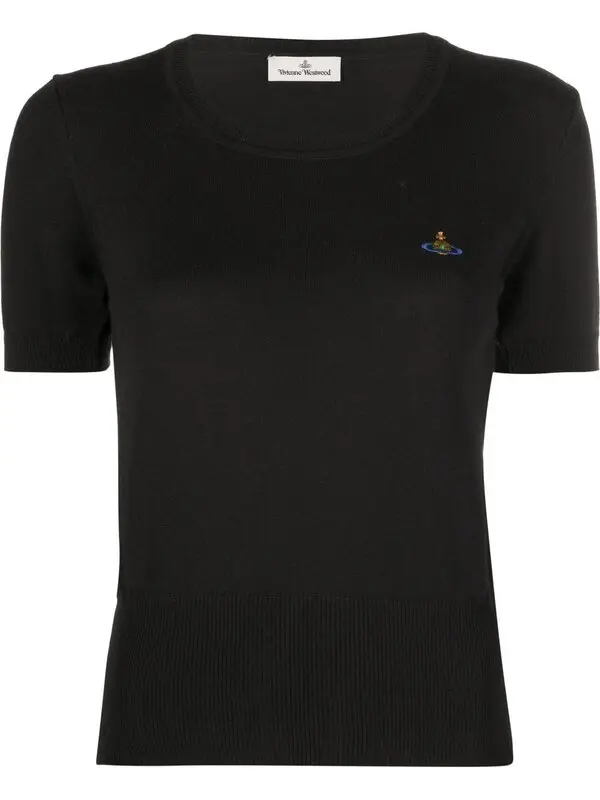 VIVIENNE WESTWOOD Bea Orb-embroidered Knitted Top - Black