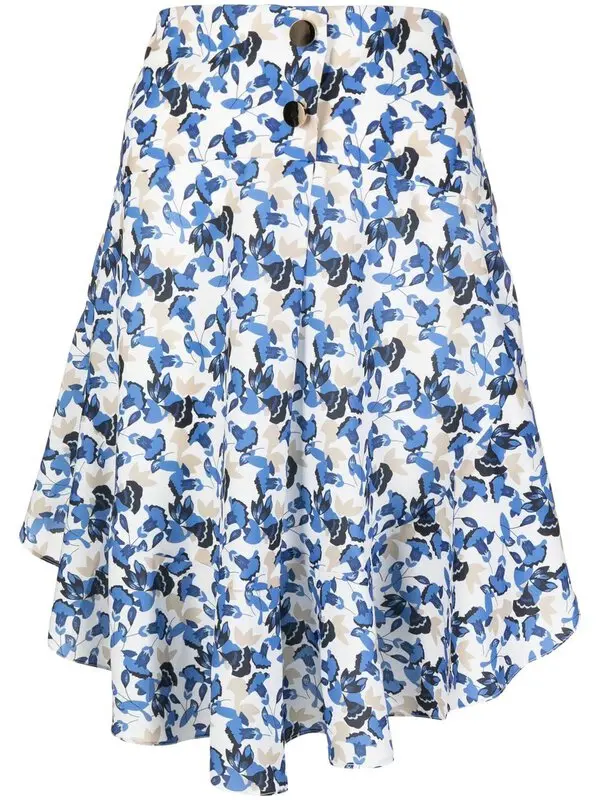 BAMBAH Floral-print Asymmetric Skirt