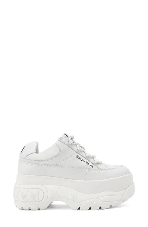 NAKED WOLFE Sporty Platform Sneakers - White Leather
