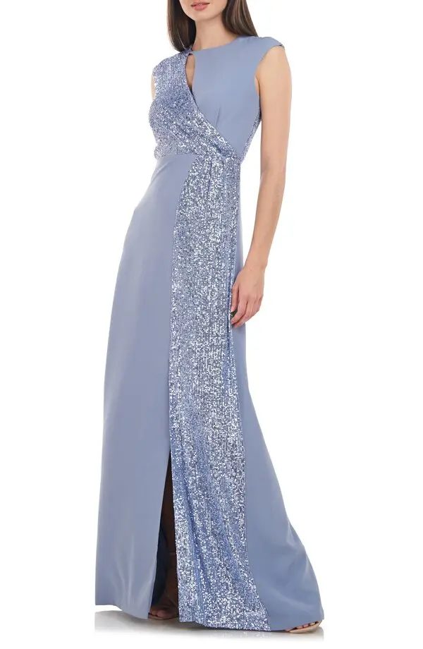 Js Collections Kendall Sequin Cutout A-Line Gown - Denim | Editorialist