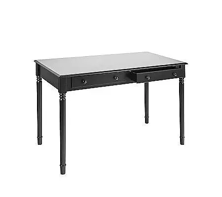 QVC Black Writing Desk With Two Large Drawers