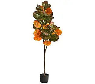 NEARLY NATURAL 4.5' Autumn Fiddle Leaf Artifici Al Fall Tree