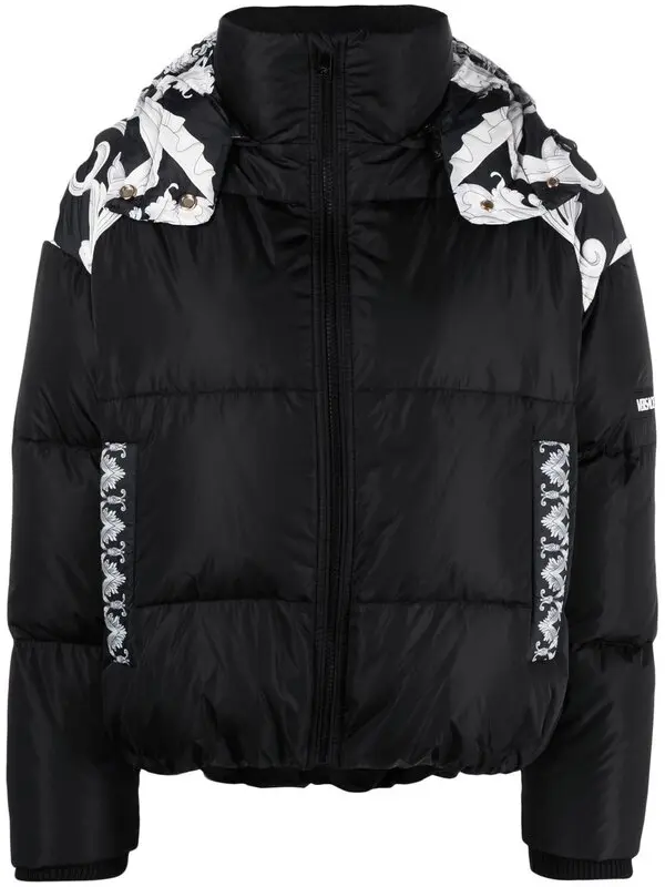 Barocco Puffer Jacket Versace Shop Black Barocco Reversible Down
