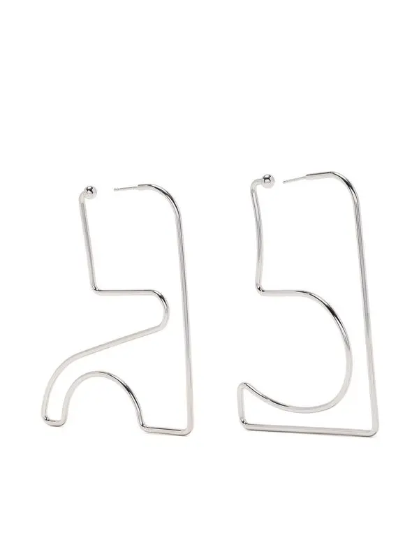 COURREGES Maxi Ac Geometric-shape Earrings - Silver