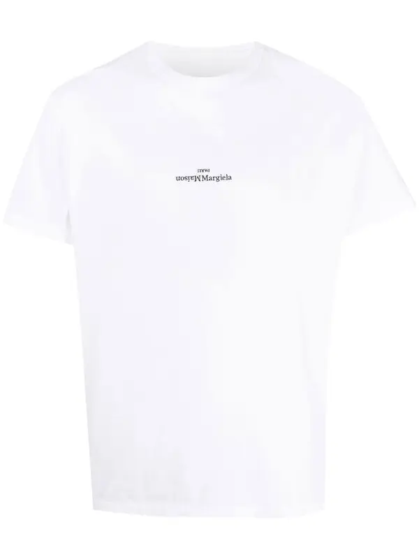 MAISON MARGIELA Distorted-logo Cotton T-shirt - White
