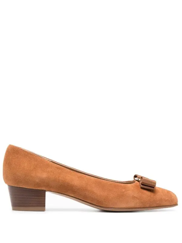 FERRAGAMO Suede Pumps With Bow Detailing