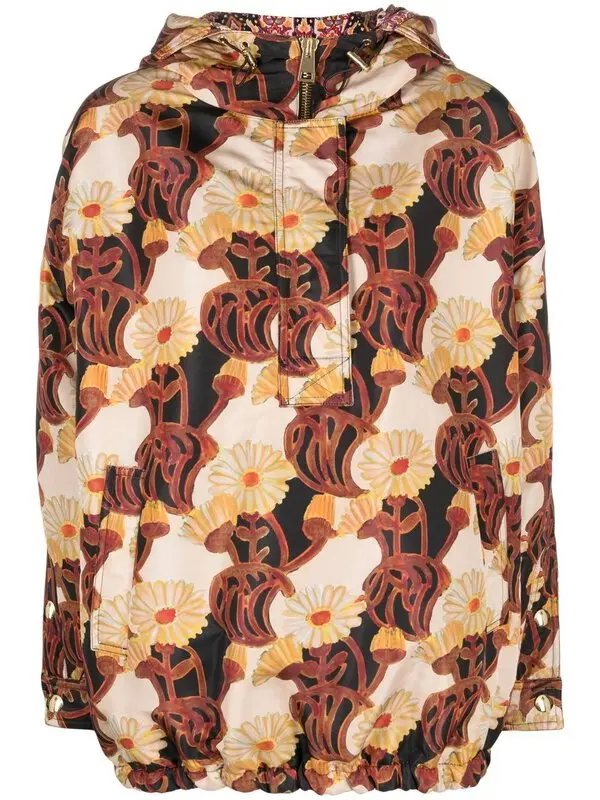 La DoubleJ Floral Print Hooded Jacket