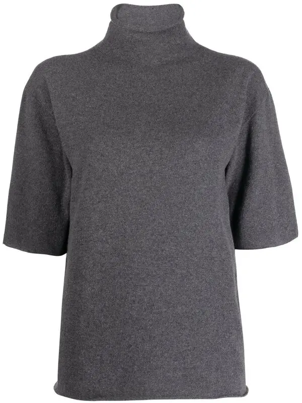 JIL SANDER Short-sleeved Knitted Top - Grey