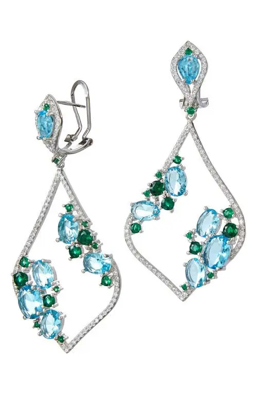 SAVVY CIE JEWELS Sterling Silver Cz Cluster Drop Earrings