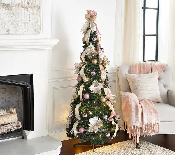 BARBARA KING 5' Pre-lit Holiday Floral Pop Up Tree