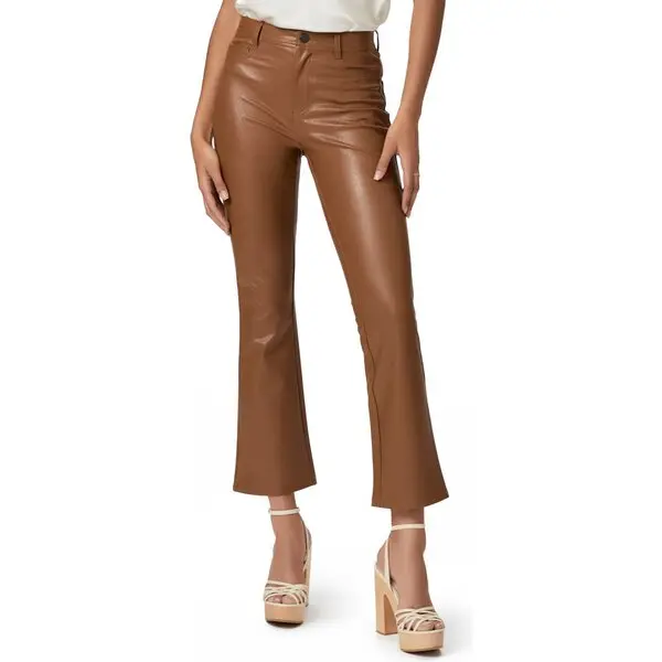 Paige Claudine Faux Leather Flare Leg Ankle Pants - Drkargn