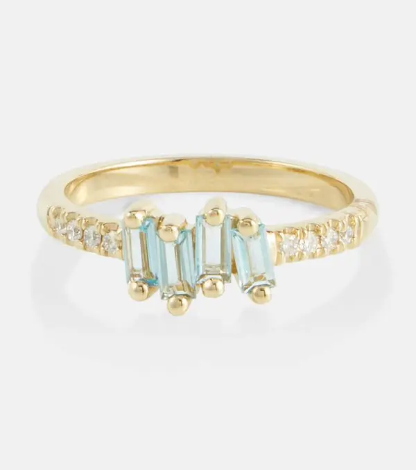 SUZANNE KALAN 14kt Yellow Gold Ring With Diamonds And Topaz