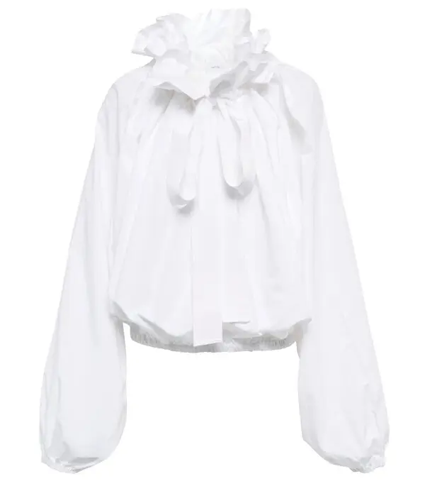 Patou Ruffled Tie-neck Blouse - White