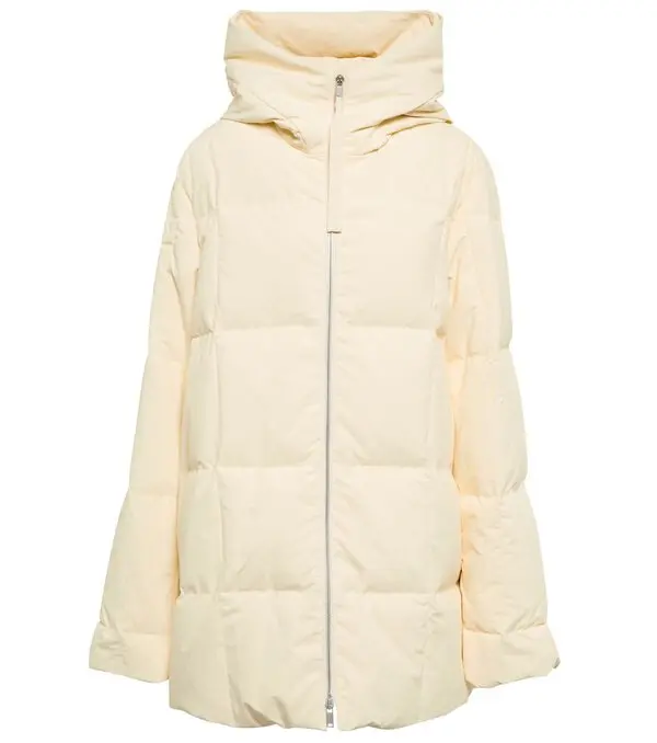 Jil Sander Quilted Hooded Coat In Neutrals - 30% Off