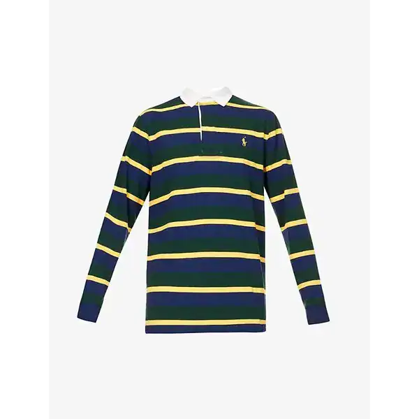 Ralph Lauren Striped Brand-Embroidered Cotton-Jersey Rugby Shirt
