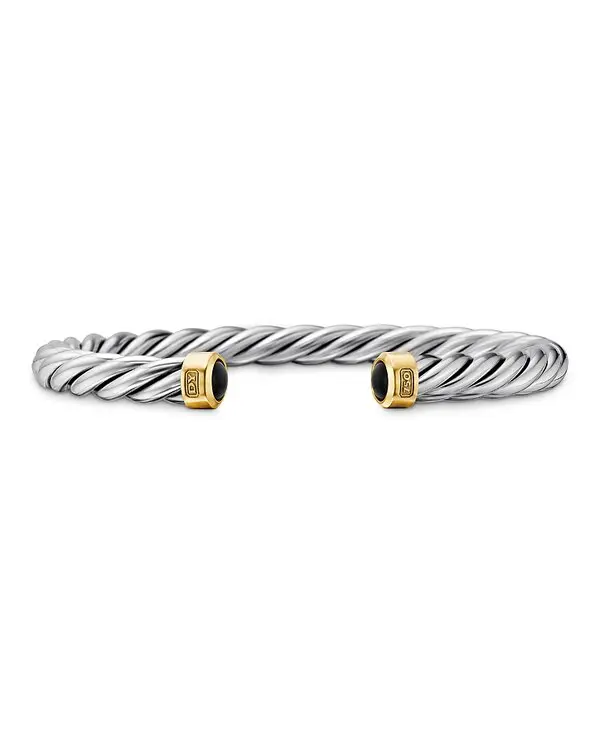 David Yurman Cable Cuff Bracelet With Black Onyx - Black Onyx/silver