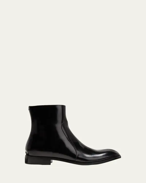 Maison Margiela Leather Zip Ankle Boots - Black | Editorialist