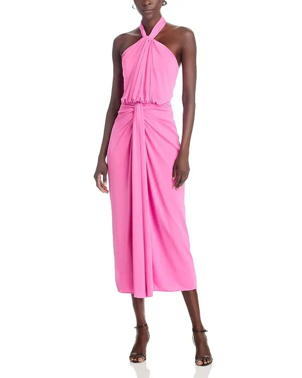 Cinq À Sept Kaily Twist Halter Midi Dress - Calla Lily