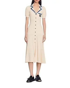 Sandro Florine Knit Midi Dress In Ecru - 40% Off | Editorialist