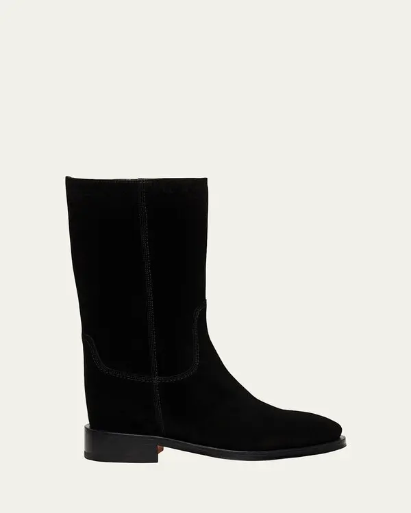 Santoni Suede Tall Boots - Black-n01