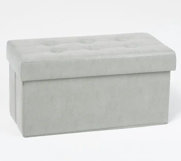 VALERIE PARR HILL As Is Faux Leather Tufted Collapsible Bench W/ Tray