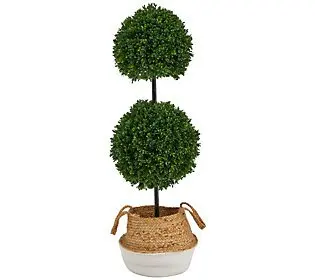 NEARLY NATURAL 3.5' Boxwood Double Ball Topiary Planter Nea Rly Natural